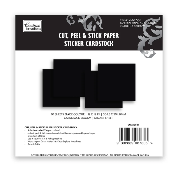 Couture Creations 12x12 Cut, Peel & Stick Paper Sticker Cardstock ...