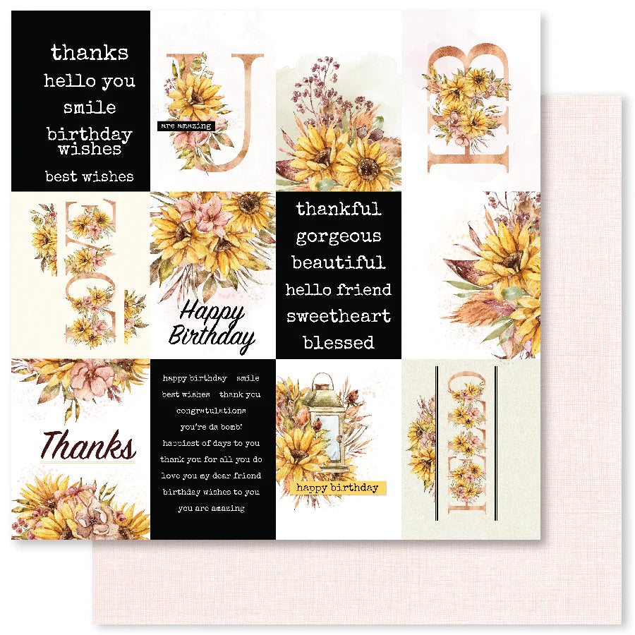 Paper Rose 12x12 Double Sided Paper- Sunflower Garden F – TKPaperboutique